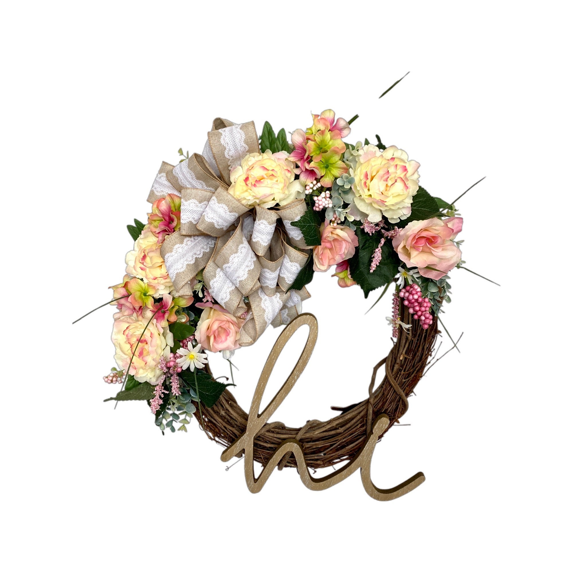 Spring Floral Wreath, Mothers Day Wreath, Floral Decor, Spring Decor ...