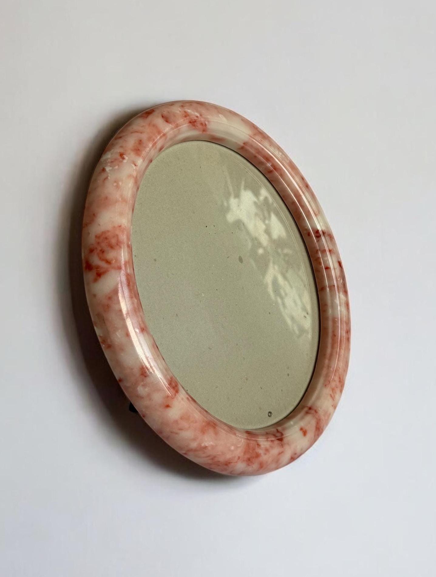 Large Italian Marble Picture Frame | Marble Oval Photo Frame | Pink ...