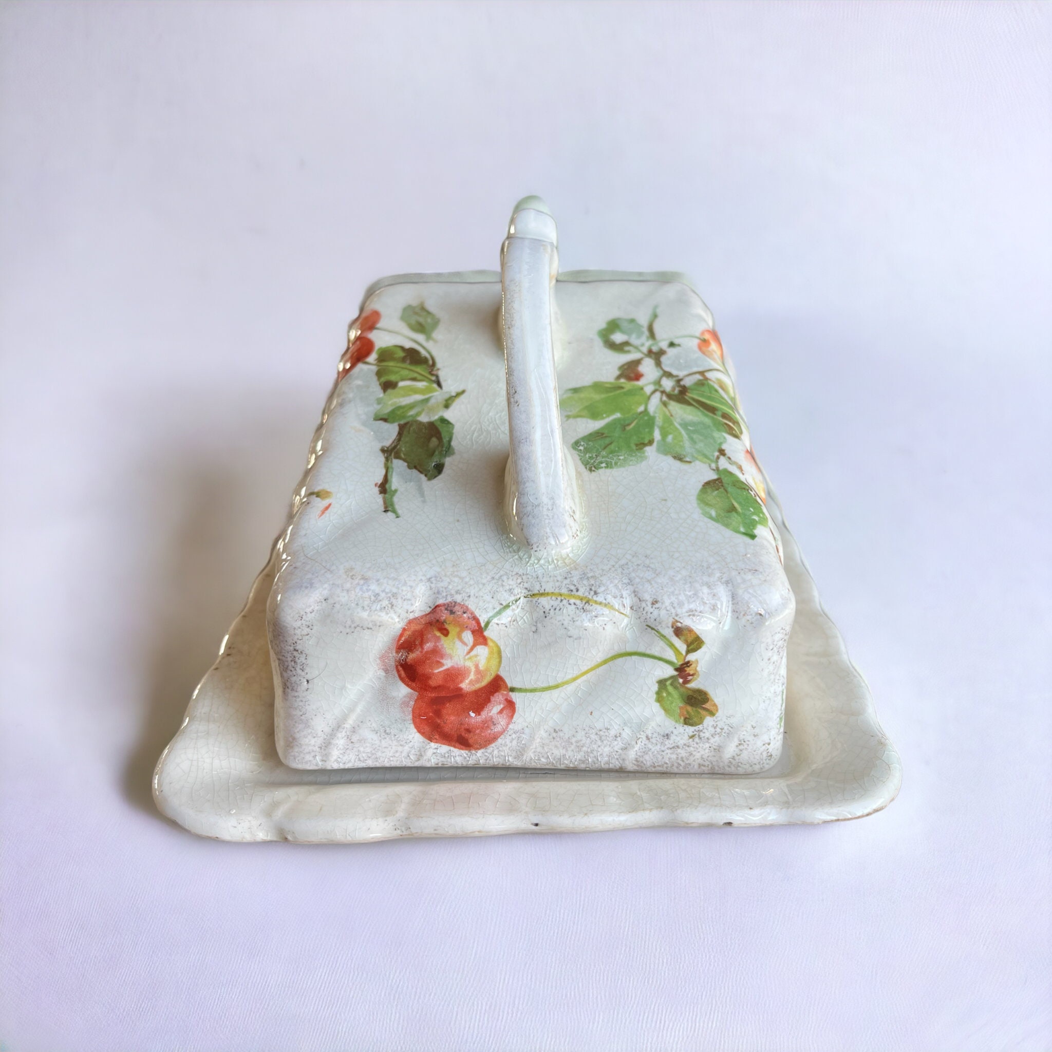Antique Porcelain Cheese Dish With Fruit Pattern Hand - Etsy