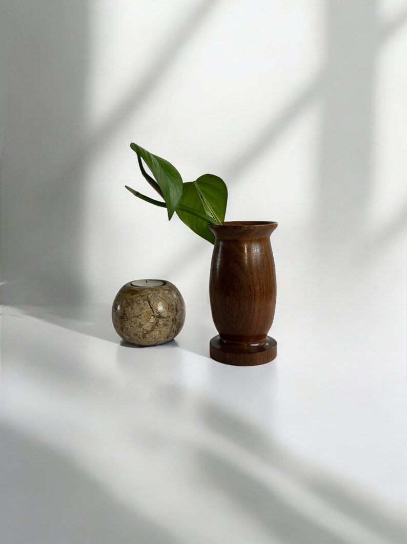 Vintage Scandinavian Vase Dark Wood Bud Vase Hand-turned Vase - Etsy