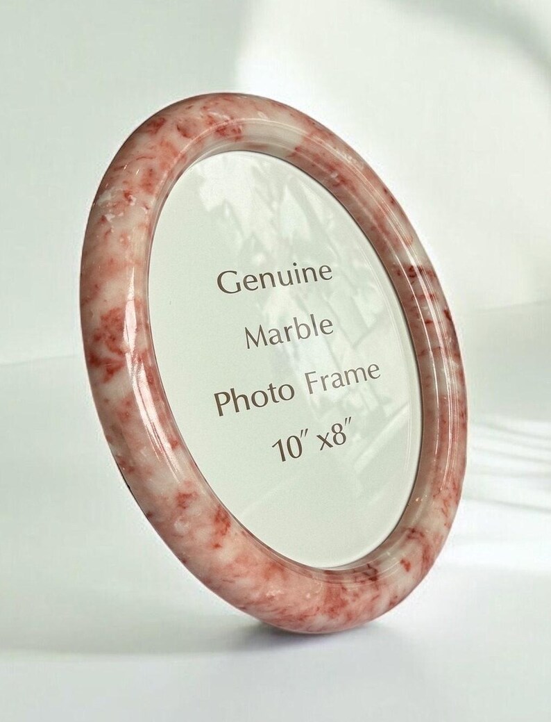 Large Italian Marble Picture Frame | Marble Oval Photo Frame | Pink ...