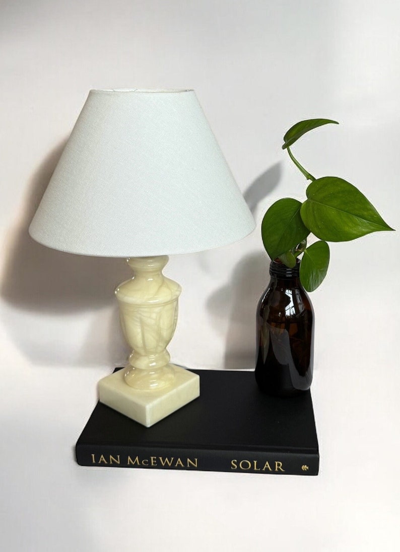 Classical White Marble Table Lamp | White Marble Lamp | Small Ivory ...