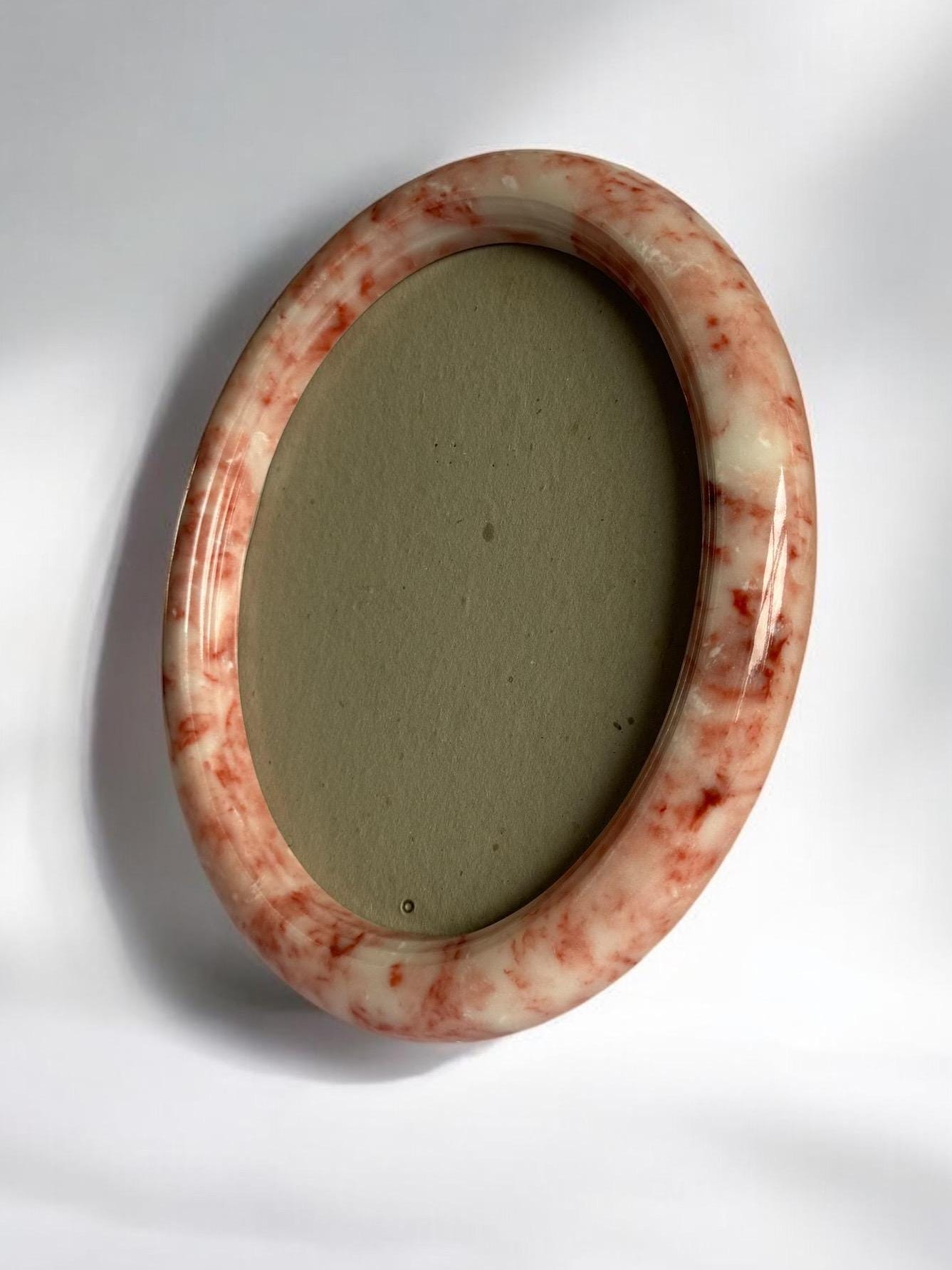 Large Italian Marble Picture Frame | Marble Oval Photo Frame | Pink ...