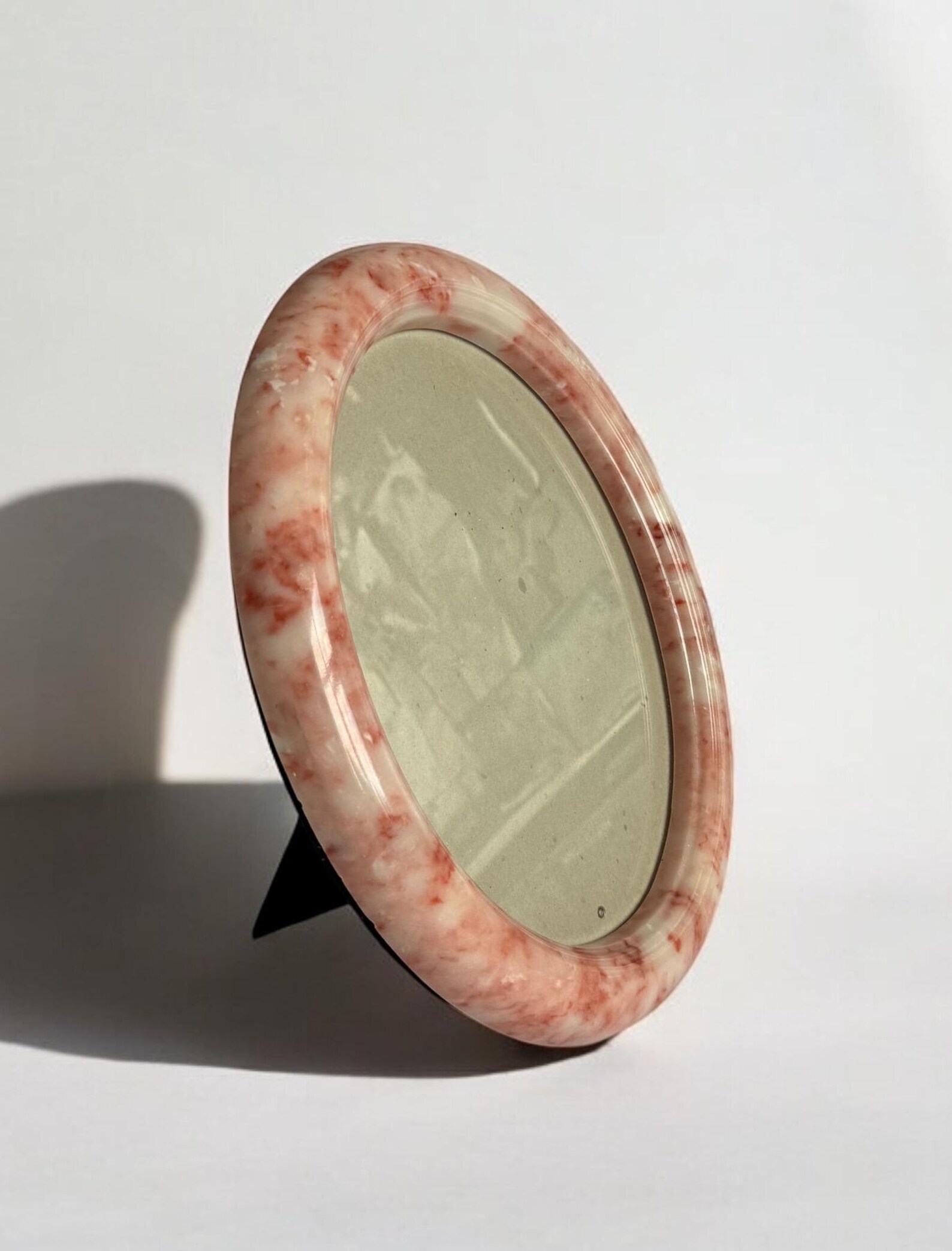 Large Italian Marble Picture Frame | Marble Oval Photo Frame | Pink ...