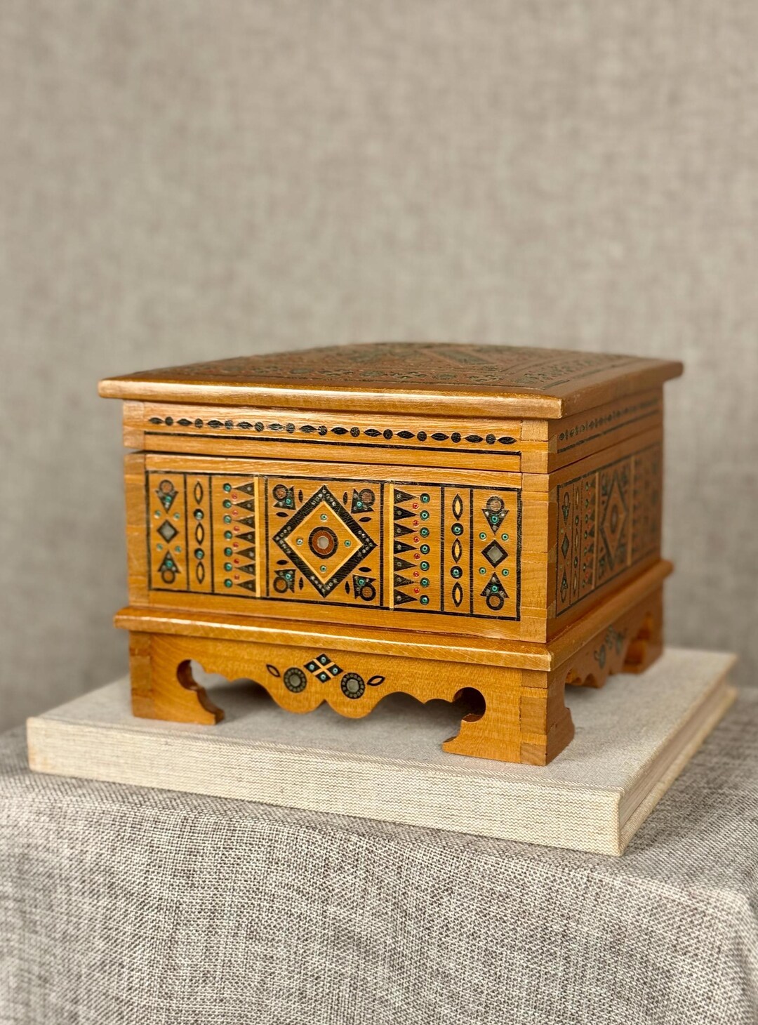 Ukrainian Folk Art Wooden Box | Vintage Hutsul Woodwork | Handmade ...