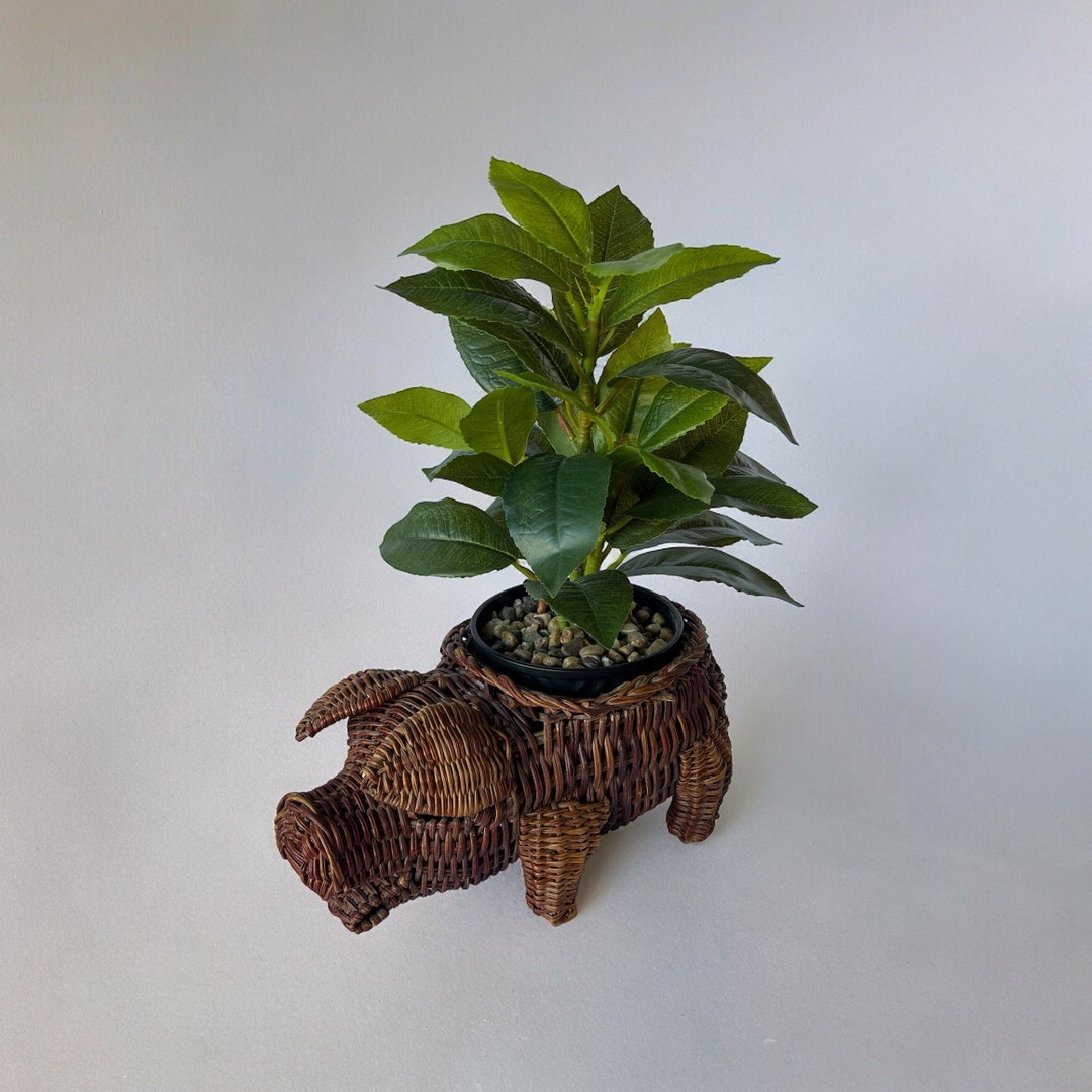 Vintage Wicker Pig Planter Vintage Wicker Basket Plant Pot - Etsy