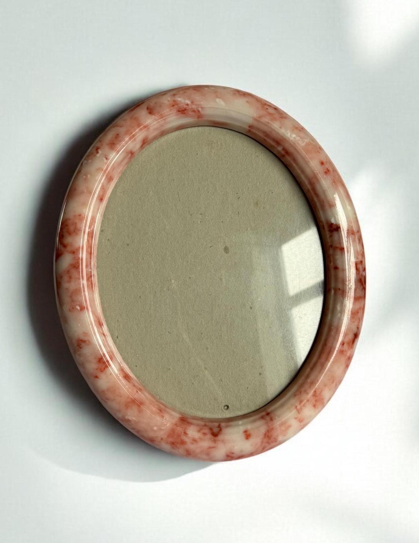 Large Italian Marble Picture Frame | Marble Oval Photo Frame | Pink ...