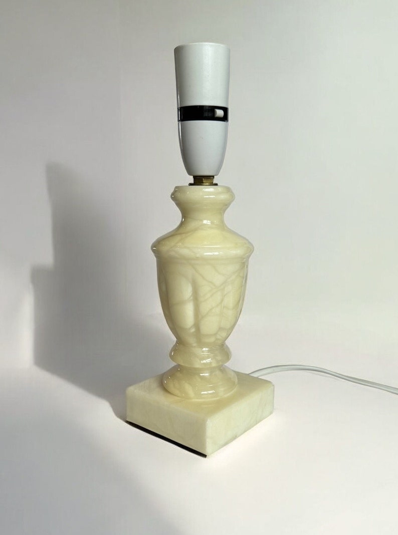Classical White Marble Table Lamp | White Marble Lamp | Small Ivory ...