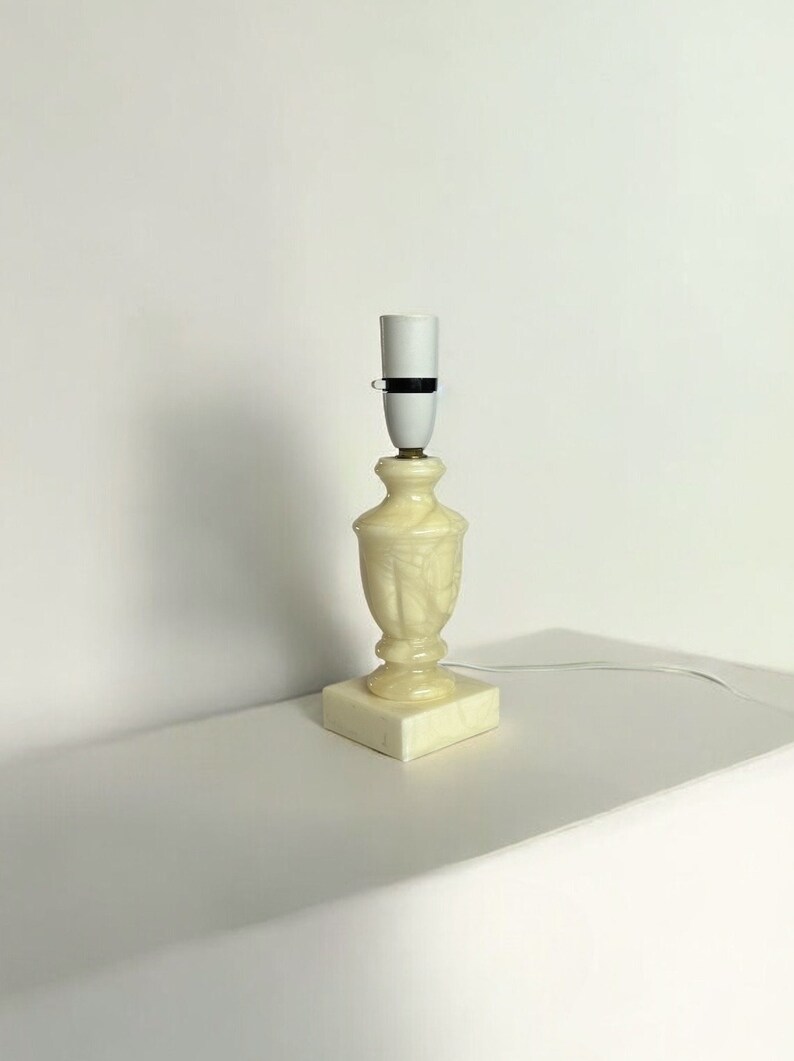 Classical White Marble Table Lamp | White Marble Lamp | Small Ivory ...