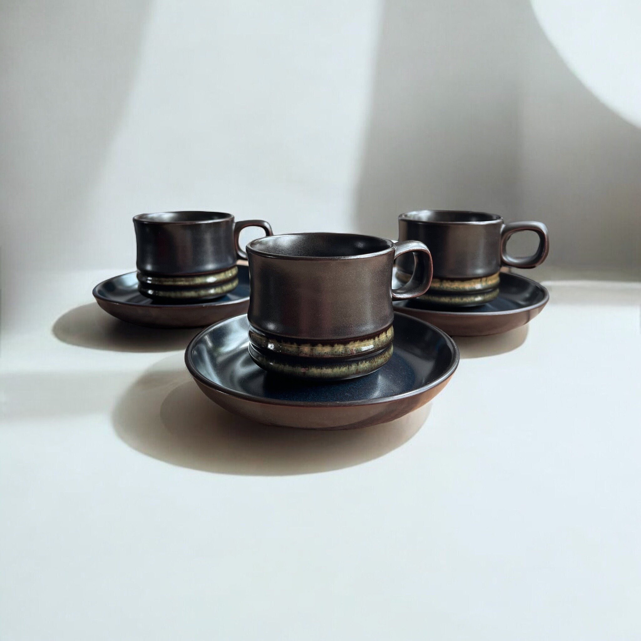 9 Piece Denby Cup & Saucers Set Mid Century Tea Set Denby Coffee Set - Etsy