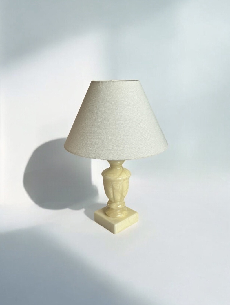 Classical White Marble Table Lamp | White Marble Lamp | Small Ivory ...