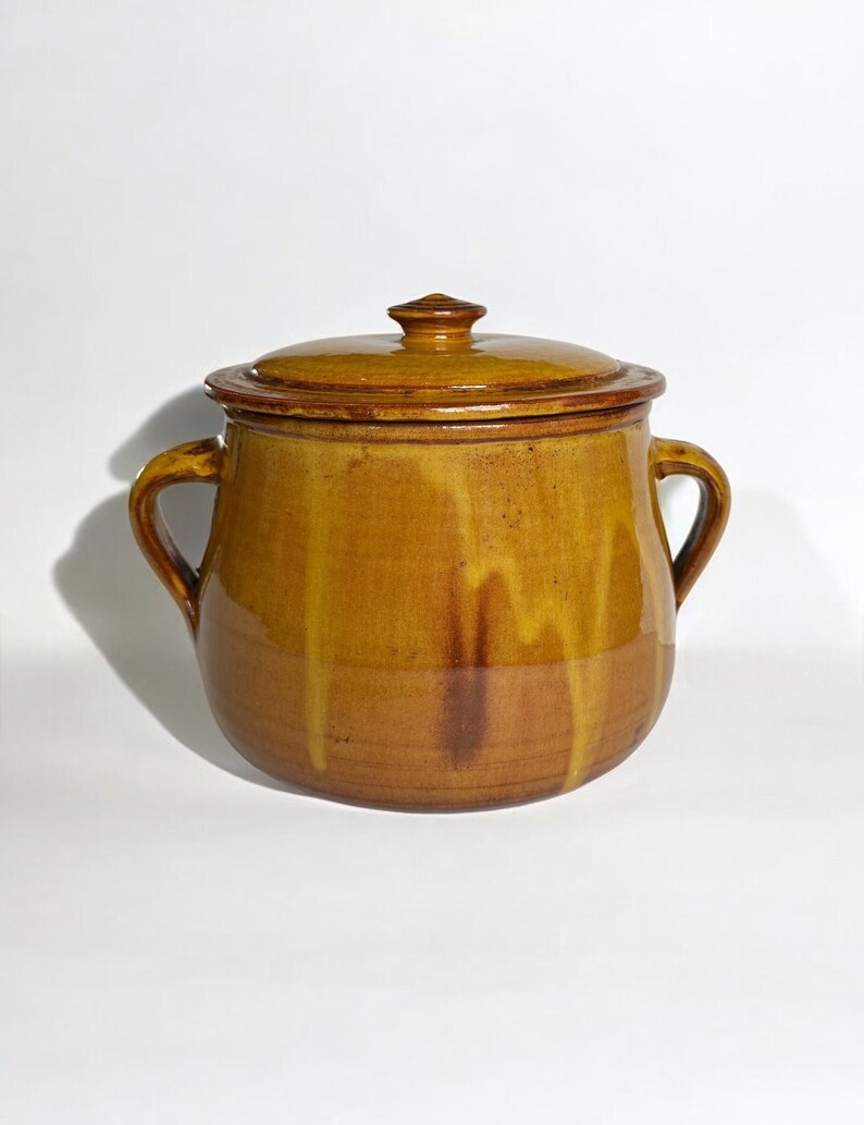 Large Mid Century Pot With Handles 1960s Lidded Pot Handmade Ceramic ...