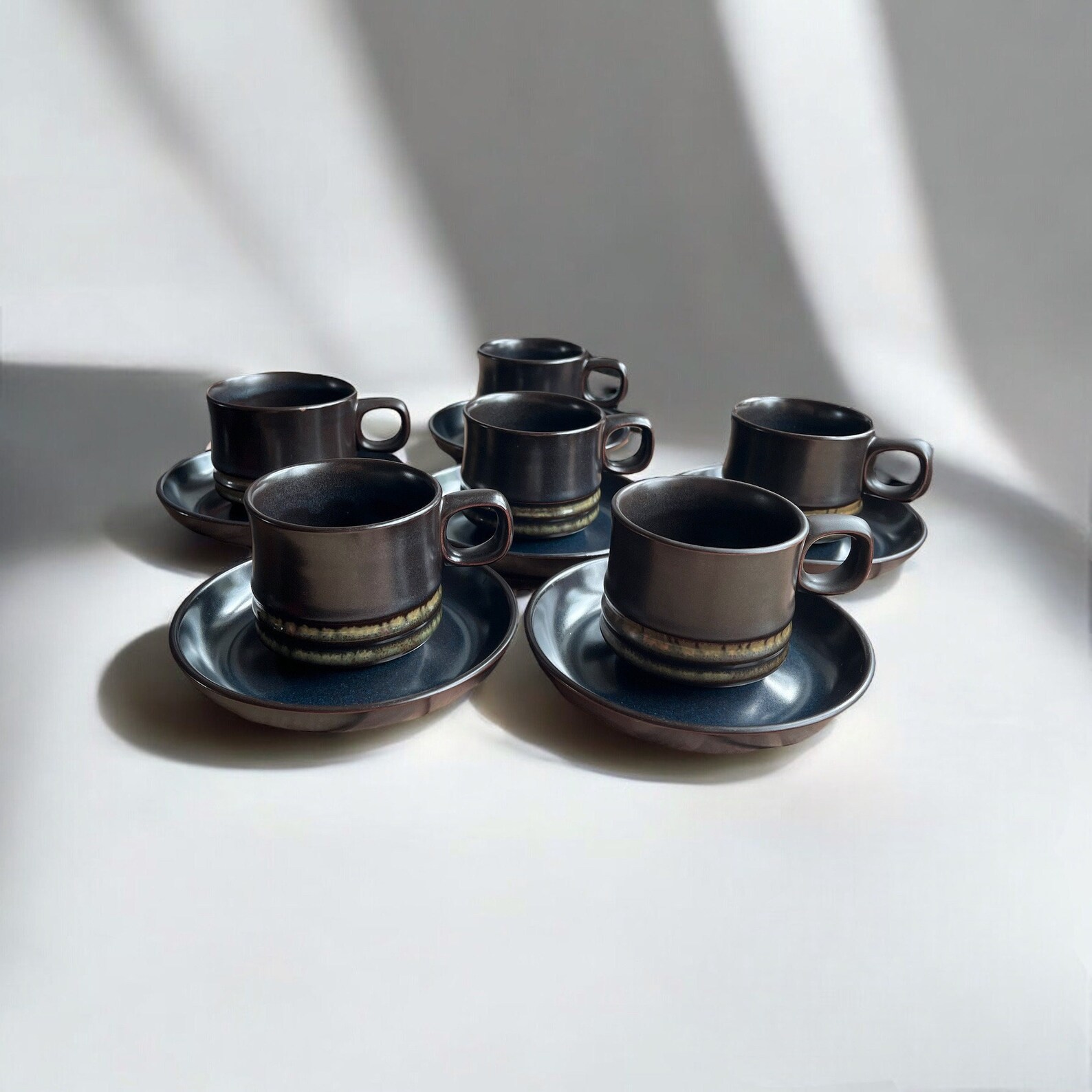 9 Piece Denby Cup & Saucers Set Mid Century Tea Set Denby Coffee Set - Etsy