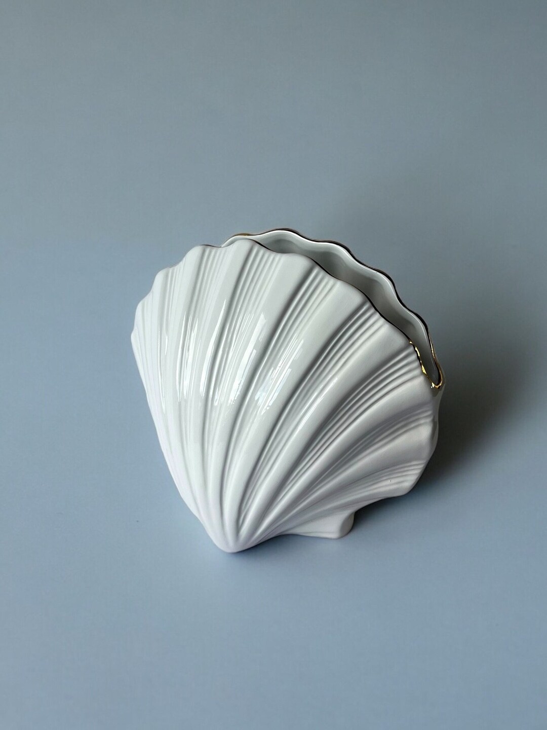 Large Vintage Italian Shell Vase White Shell Vase Shell Planter Coastal ...