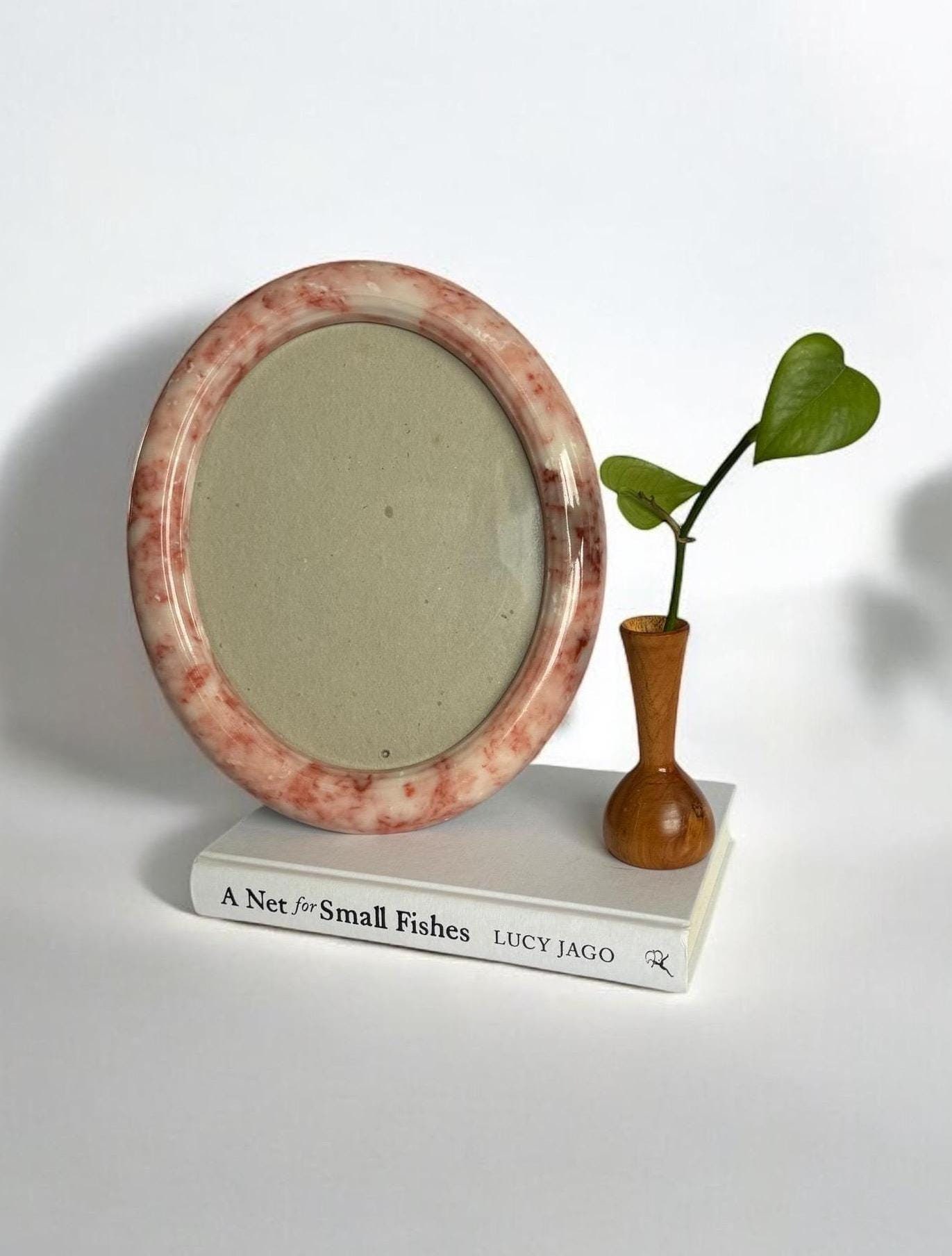 Large Italian Marble Picture Frame | Marble Oval Photo Frame | Pink ...