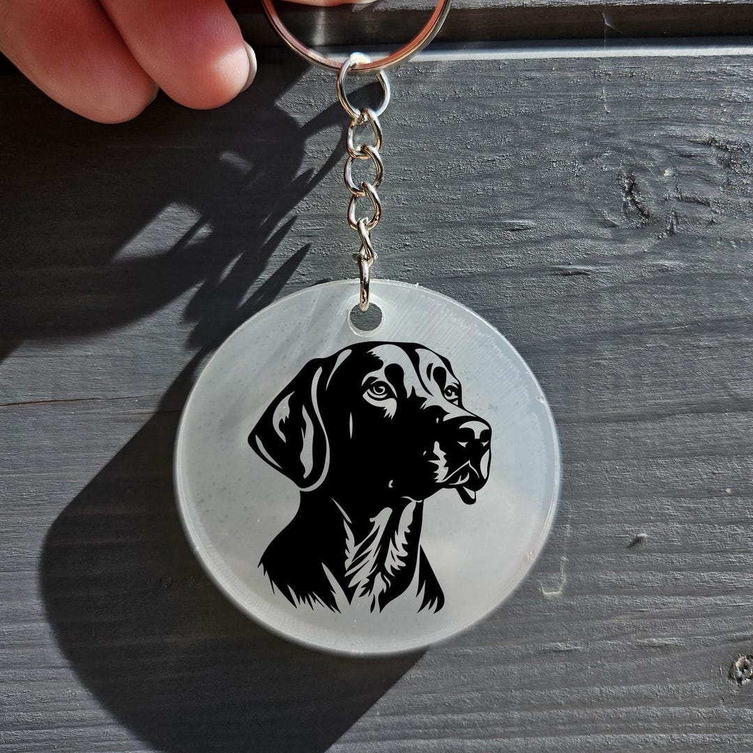 Weimaraner Keyring Personalised Key Chain Dog Head Design Acrylic ...