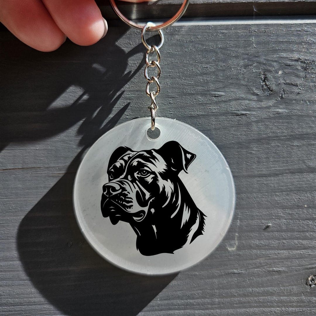 Stafforshire Bull Terrier Keyring Staffy Key Chain Acrylic Keychain ...