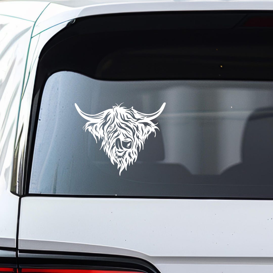 Highland Cow Decal Scottish Highland Coo Sticker Farm Animal Vinyl ...