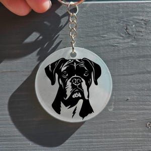 Boxer Keyring Key Chain Dog Head Terrier Acrylic Keychain Back to ...