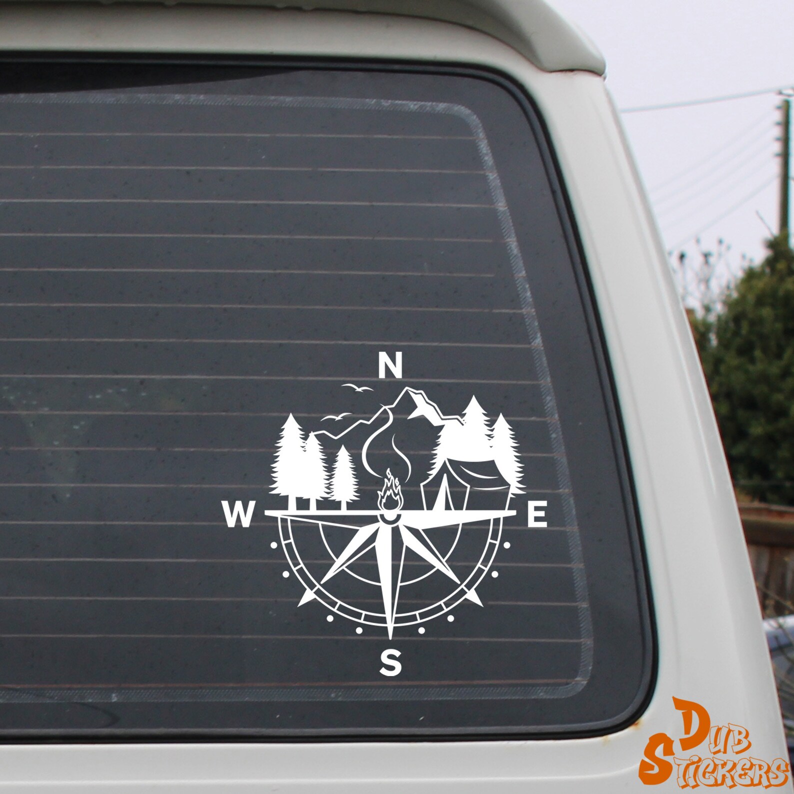 Compass With Mountains Decal Campervan Window Die Cut - Etsy