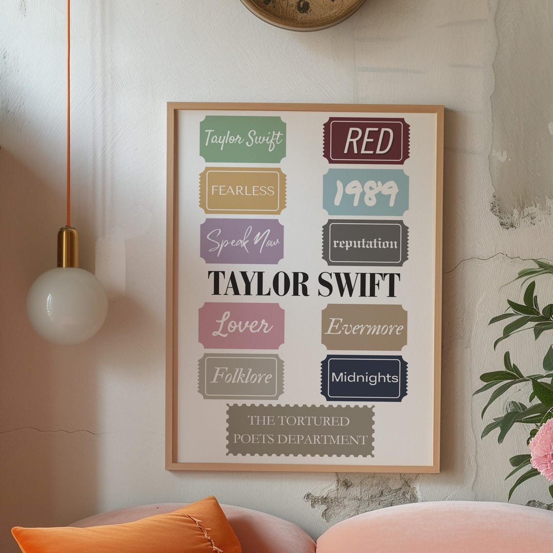 Tswift Album Poster Iconic Quotes & Song Titles Wall Art Folklore ...