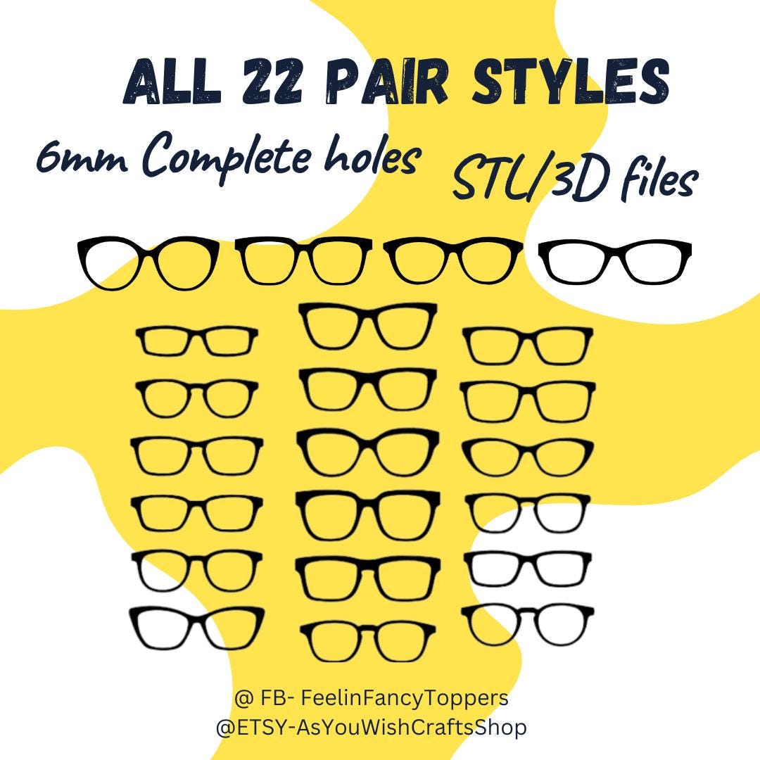 Pair Eyewear Compatible, 6mm Holes, 3D Printer File, STL File, STL ...