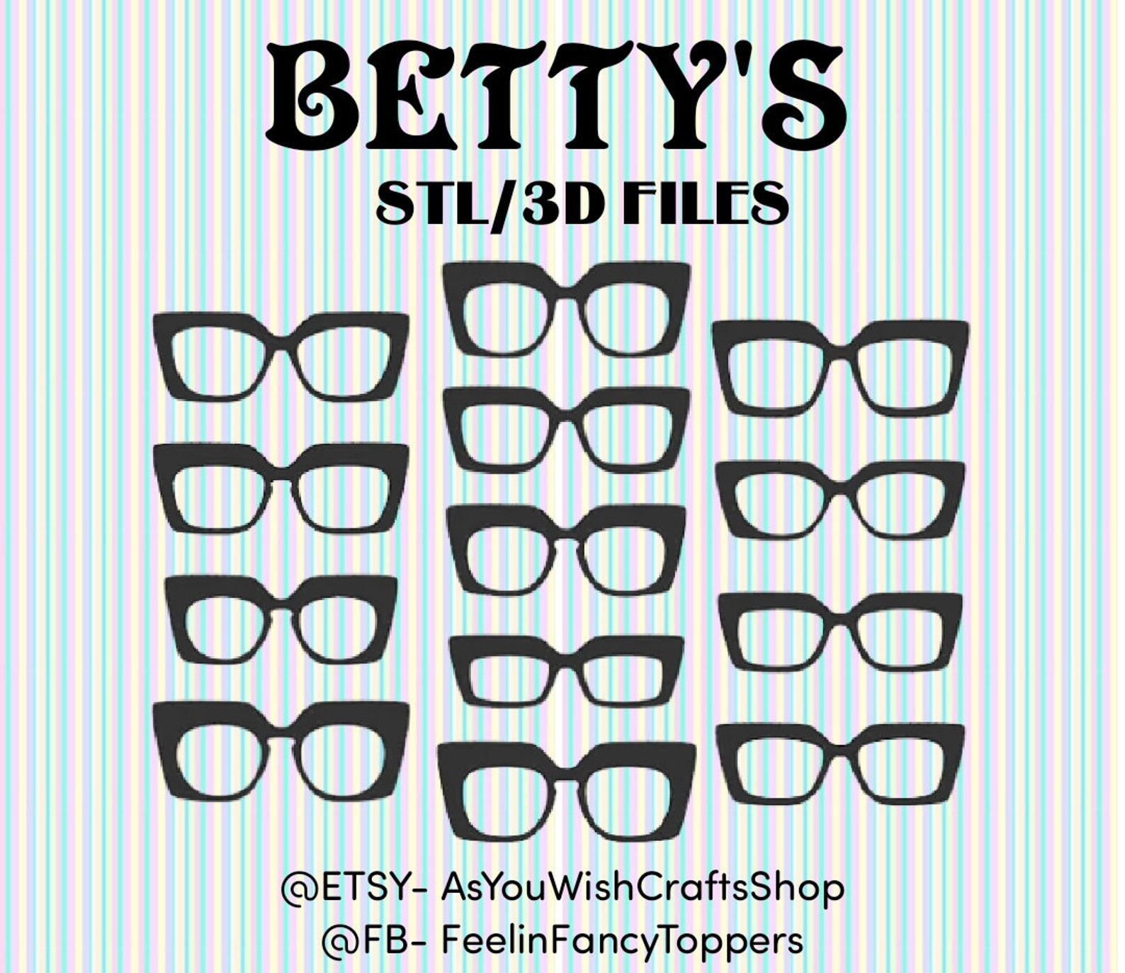 Betty Toppers, Pair Eyewear Compatible, 3D Printer File, STL File, STL ...