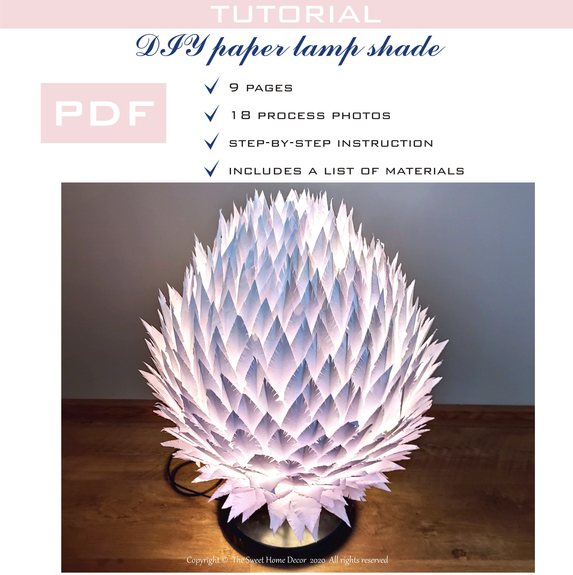 Diy Paper Lamp Shade Patterns In Pdf Tutorial Lamp Shades For Etsy
