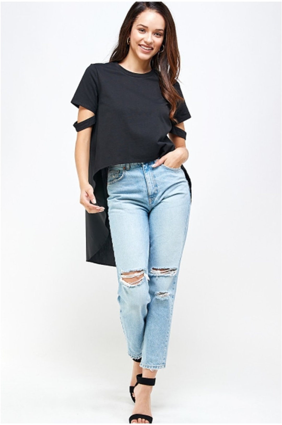 Your Way Slit Sleeve High Low Tee - Etsy