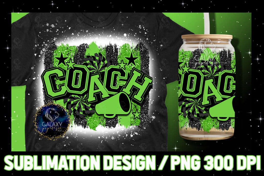 Neon Green Cheer Coach Sublimation, Cheer Coach Brush Strokes ...