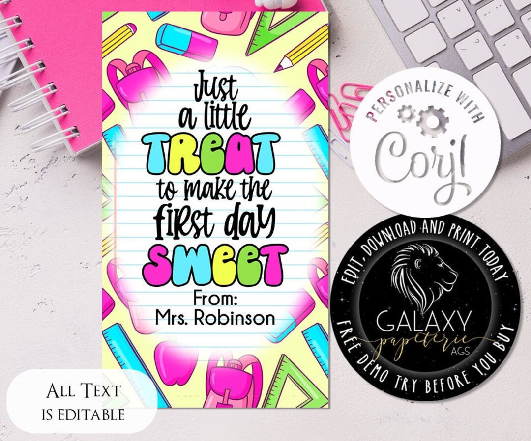 Editable Back to School Gift Tag, Teacher Classroom School Tag, First ...