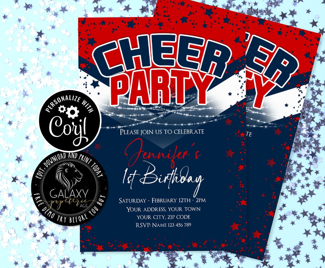 Dance Cheer Editable Invitation, Cheer Party Editable Invitation ...