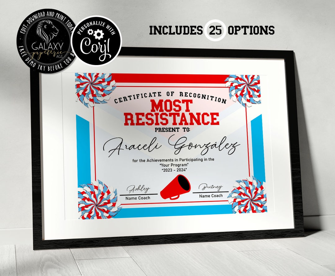 Editable Cheerleading Certificate, Editable Cheerleading Awards ...