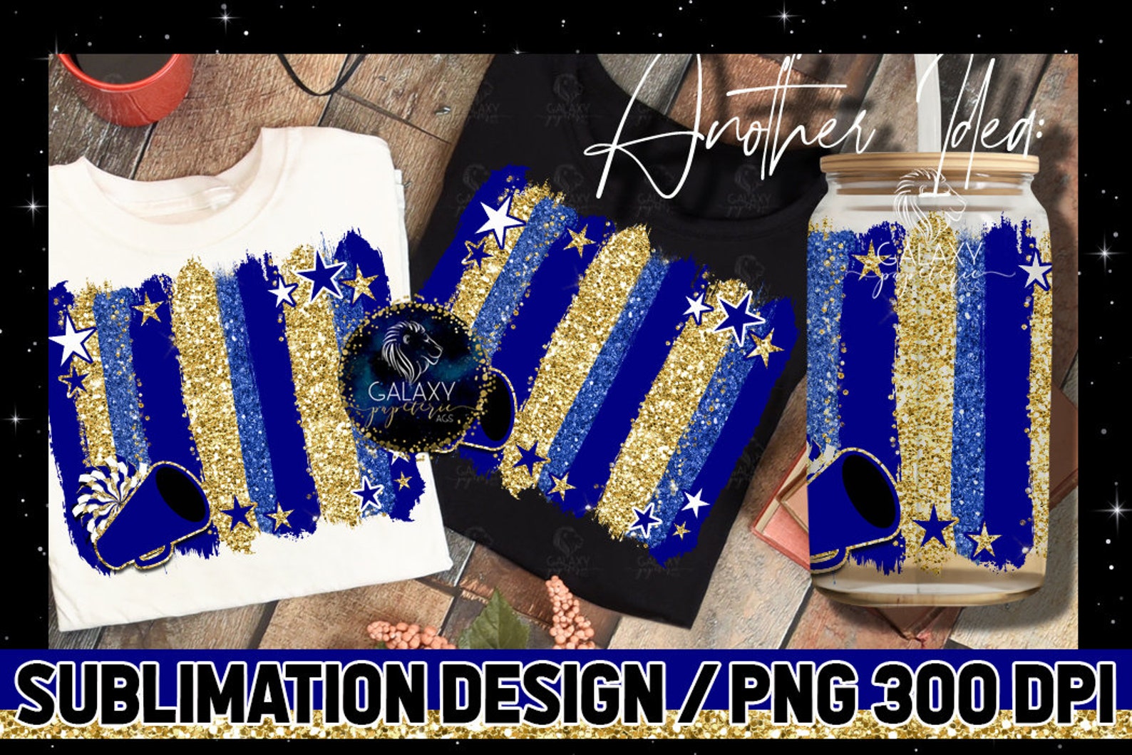 Blue Gold Cheer Background Sublimation Cheer Background Brush - Etsy