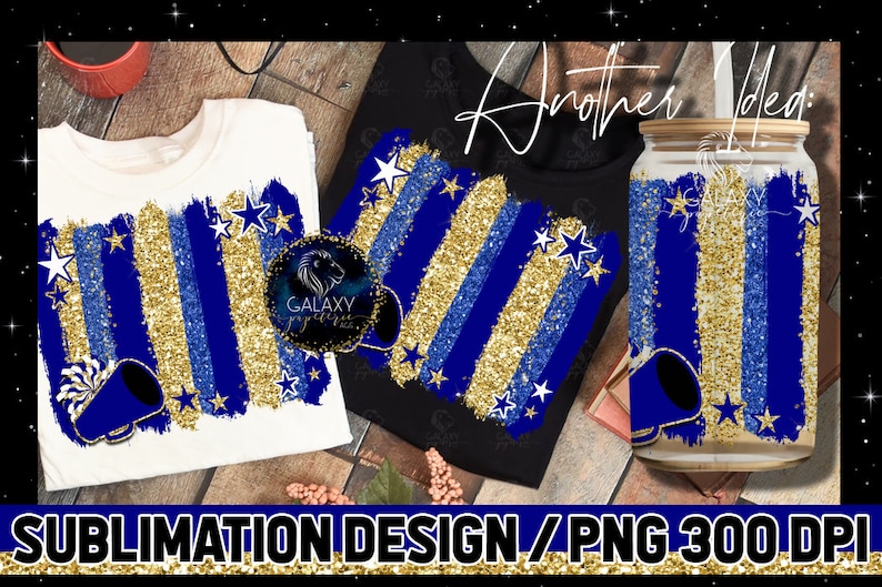 Blue Gold Cheer Background Sublimation Cheer Background Brush - Etsy