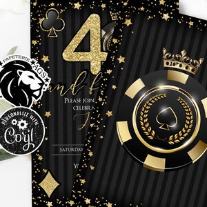 Editable 40th Birthday Invitation, Casino Night Editable Invitation ...