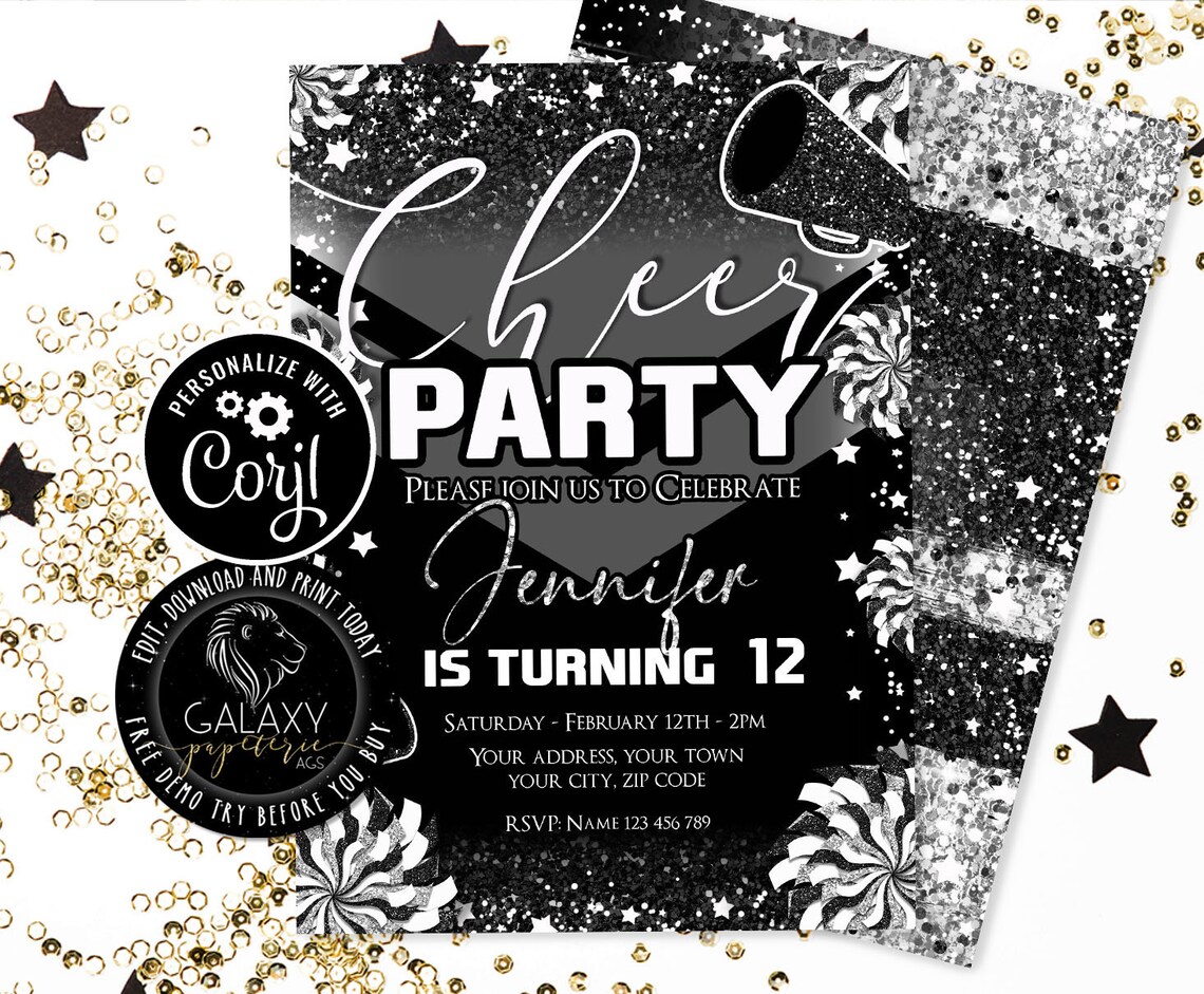 Cheer Editable Invitation Cheer Party Editable Invitation - Etsy
