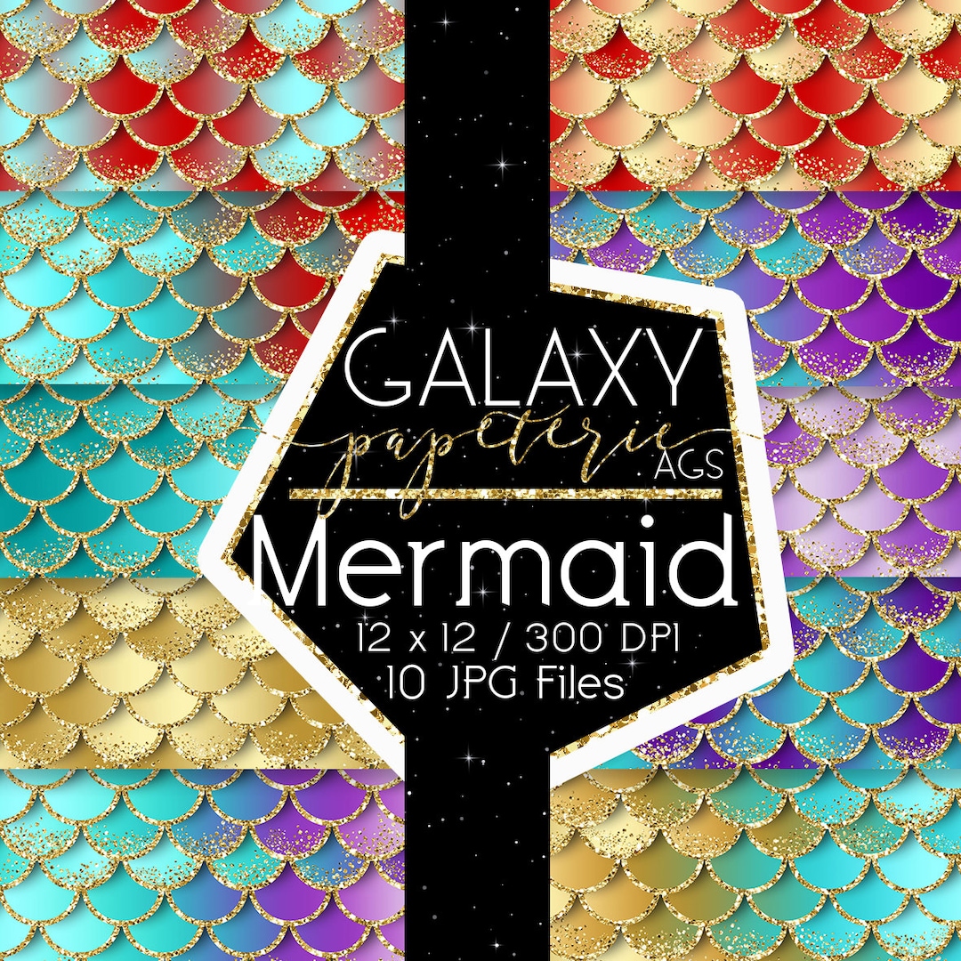 Mermaid Scales Digital Paper, Mermaid Scales Digital Papers, Scrapbook ...