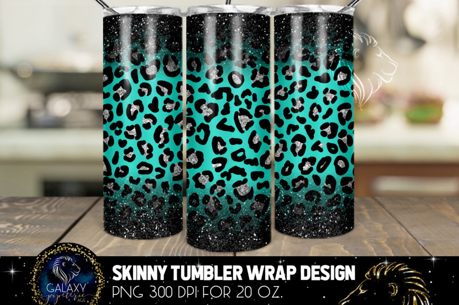 Teal Leopard Tumbler Design Turquoise Leopard Tumbler 20 Oz. - Etsy
