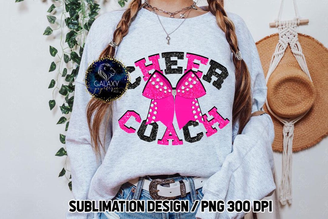 GLITTER Cheer Coach Sublimation Design, Cheerleader Coach Sublimation ...