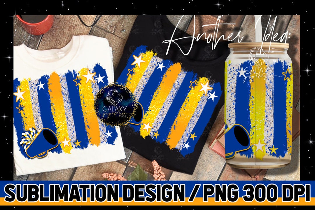 Blue Yellow White Background Sublimation, Blue Yellow Stars Background ...