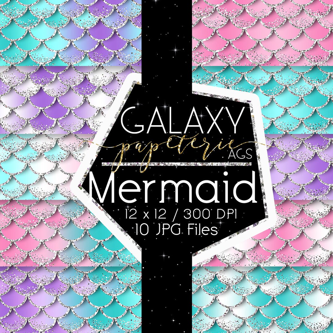 Mermaid Scales Digital Paper, Mermaid Scales Digital Papers, Scrapbook ...