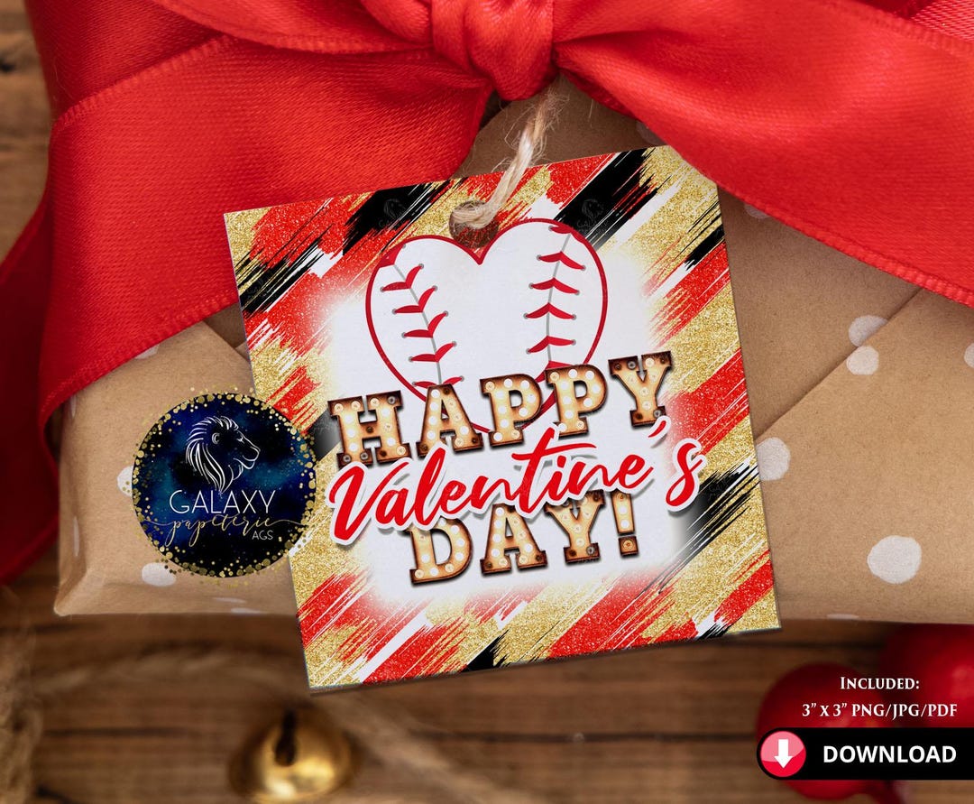 Baseball Valentines Day Gift Tag, Baseball Team Favor Tag, School ...