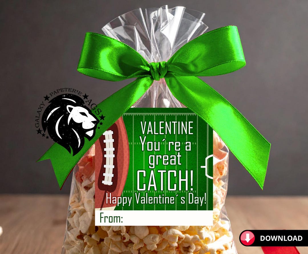 You Are a Great Catch, Football Happy Valentines Day Gift Tag, Football ...