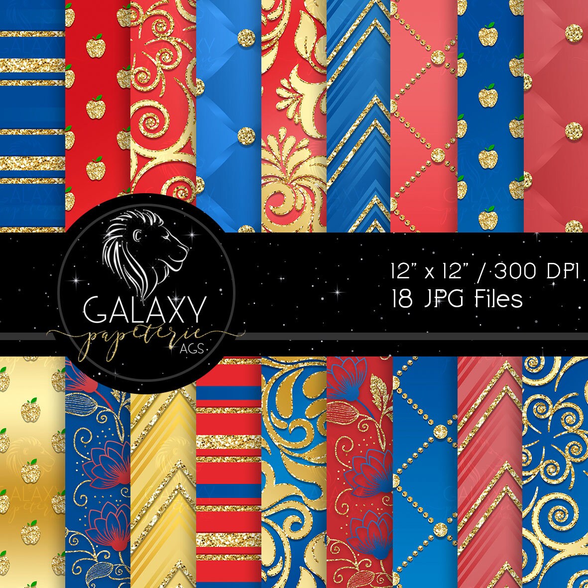 Princess Digital Paper Princess and Apples Digital Papers - Etsy