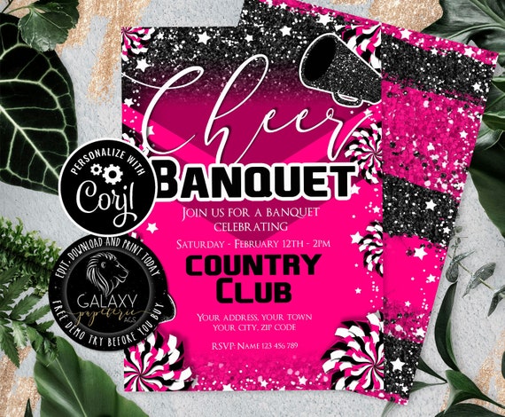 Cheerleading Banquet Invitations Templates Cheer Invitation Etsy