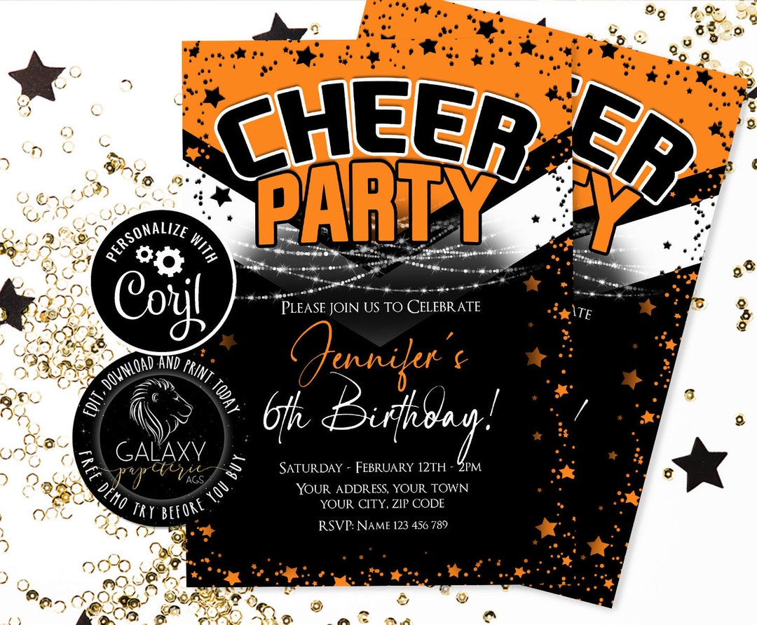 Dance Cheer Editable Invitation, Cheer Party Editable Invitation ...