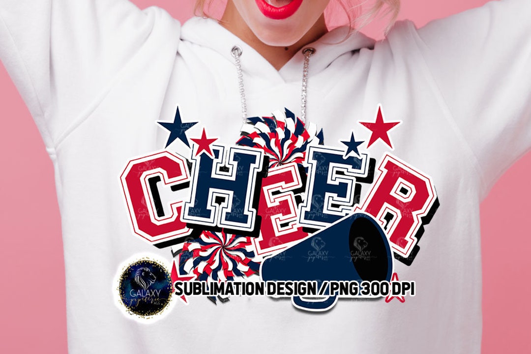 Blue Red White Cheer Sublimation, Cheer Sublimation Design, Cheerleader ...