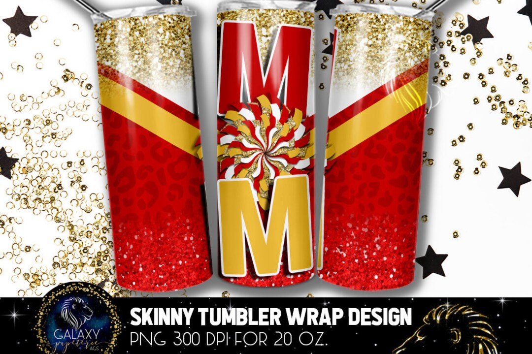 Red Gold Yellow Cheer Mom Tumbler Design, Cheerleader Leopard Tumbler ...