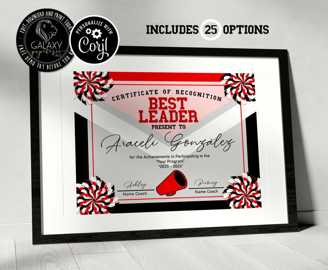 Editable Cheerleading Certificate, Editable Cheerleading Awards ...